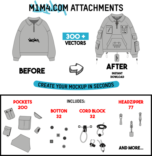 M1M4 MOCKUPS PACH, TECHPACK, 3D MODEL